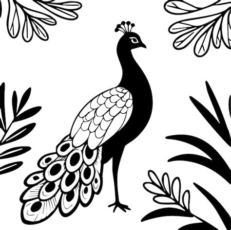 Peacock Outline Vector Logo Illustration Design Premium Ai Generated