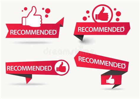 Recommended Banner With Thumbs Up Paper Ribbon Vector Stock Vector