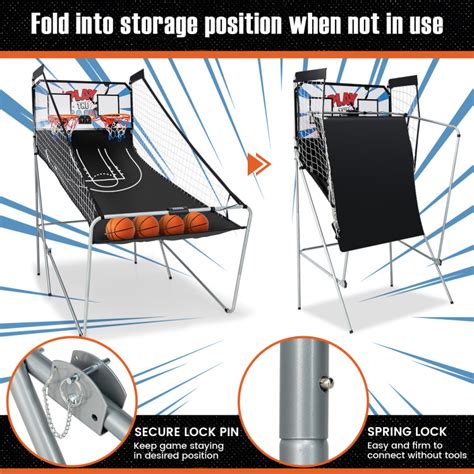 Foldable Dual Shot Basketball Arcade Game With Electronic Scoring
