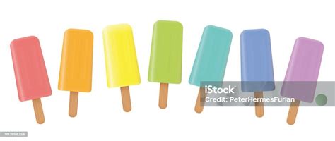 느슨하게 배열 Lollys 얼음 무지개 색 과일 컬렉션 7 냉동된 아이스흰색 배경에 고립 된 벡터 일러스트 레이 션 냉동된에 대한 스톡 벡터 아트 및 기타 이미지 Istock