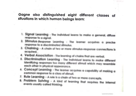 Solution Pnu Pychology Gagne On His Eight Different Classes Of