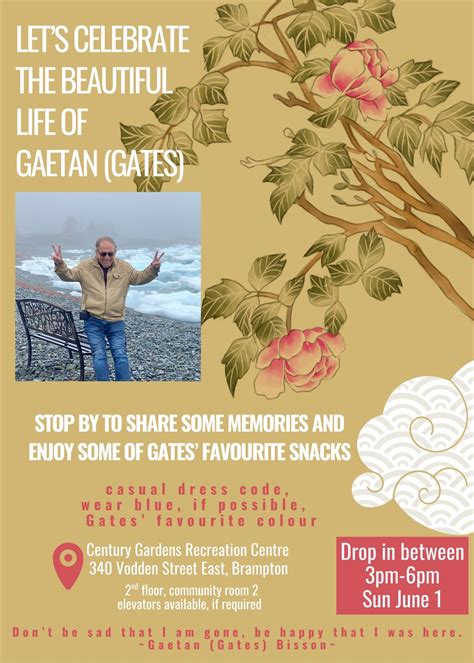 Celebration Of The Life Of Gaetan Gates Bisson Century Gardens Brampton On June 1 2025
