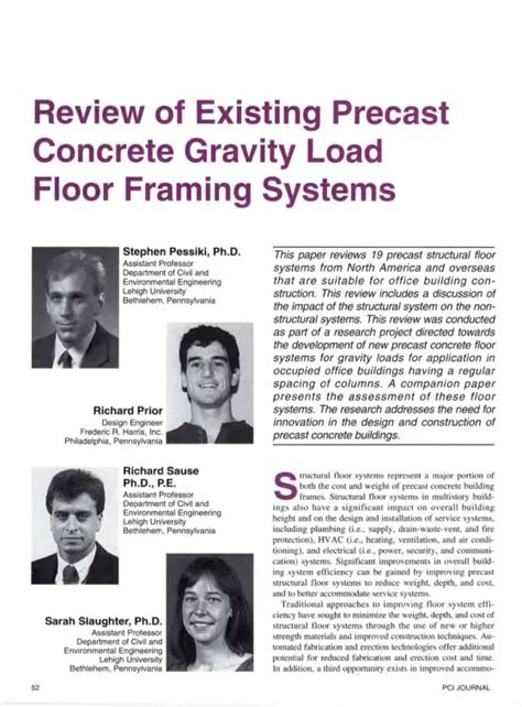 Review Of Existing Precast Concrete Gravity Load Floor Framing Systems Docslib