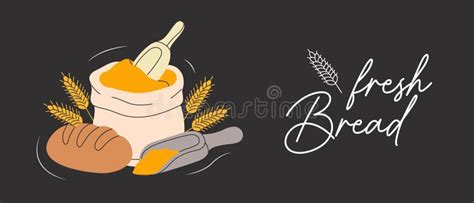 Pancarta Horizontal De Panadería Boceto Dibujado A Mano Con Pan Dulce