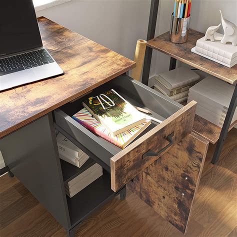 Biurko Loft Industrialne czarne rustykalne z szafką Menito pl