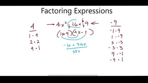 Alg2 5•4 Factoring Trinomial Expressions Into 2 Binomials C Youtube