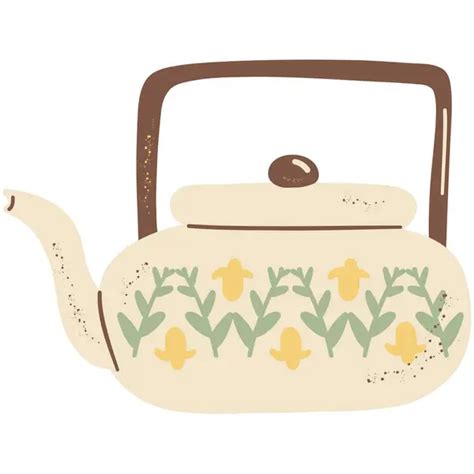 Teacup Teapot Collection Hand Drawn Cartoon Vintage Kitchen Tools Set