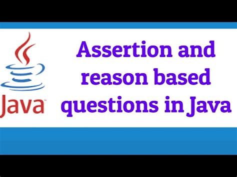 Assertion Reason Based Questions In Java Icse Youtube
