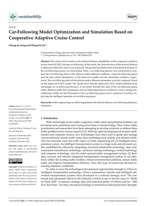 Pdf Car Following Model Optimization And Simulation Based On