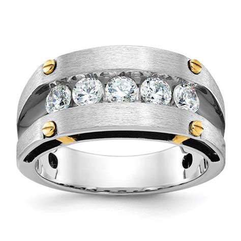 Ibgoodman 14k Two Tone With Black Rhodium Mens Polished Satin And Gro