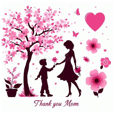Happy Mothers Day Thank You Mom I Love You Mom Stock Illustration