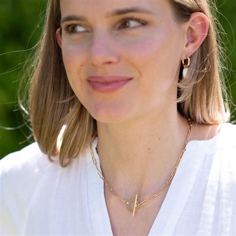 14k Gold Filled Large Paper Clip Toggle Necklace