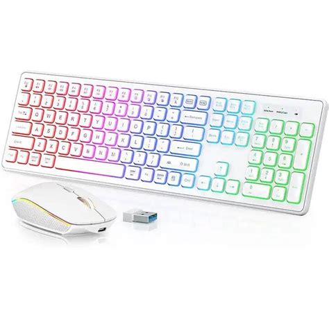Wireless Keyboard And Mouse Combo RGB Backlit Rechargeable Light Up Letters Full Size Daraz