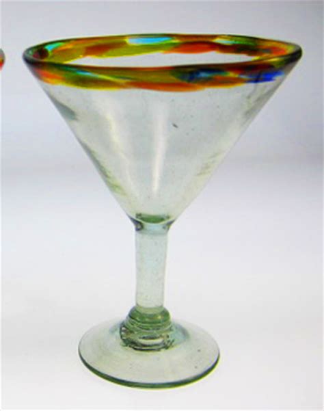 Mexican Margarita Martini Glasses With Confetti Rim Handblown Stemware