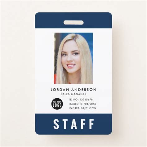 Custom Color Add Logo Photo Staff Pass Badge Zazzle Photo Logo