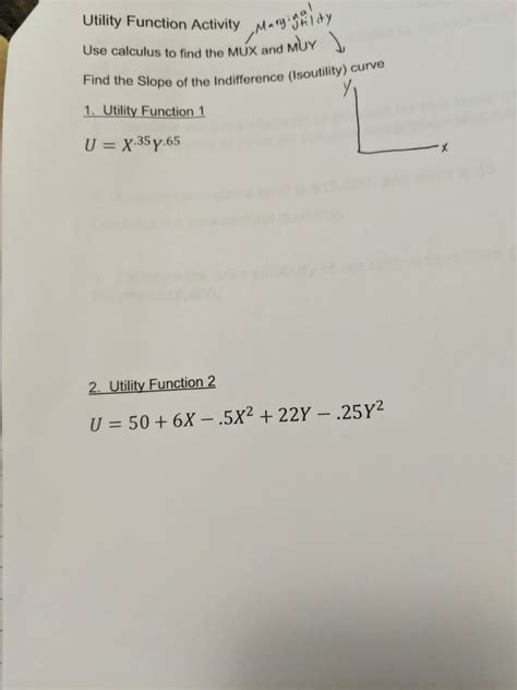 solved utility function activity use calculus to find the