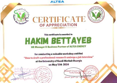 Hakim Bettayeb On Linkedin Ouarglauniversitycareercenter Alteaenergy Workshop University