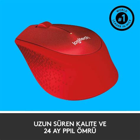 Logitech M330 Sessiz Kablosuz Optik Fare Silent Mouse 1000dpi Kırmızı