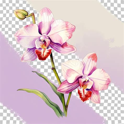Dos Flores Aisladas En Un Fondo Transparente Ilustradas Con Acuarelas Vibrantes Archivo PSD