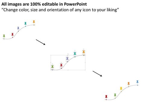 new linear sequential timeline made with pins flat powerpoint design
