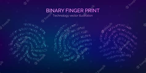 premium vector set of binary code fingerprint digital key for
