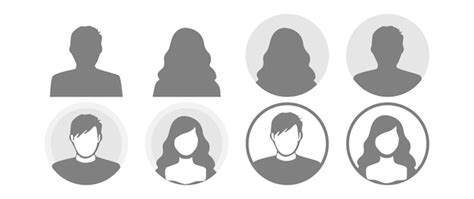 터 일러스트레이션 8개의 검은색 크레들 아이콘 아바타 사용자 프로필 개인 아이콘 프로필 그림 소셜 미디어 프로필 아이콘 스크린 세이버 및 템플릿으로 적합합니다 프리미엄 벡터