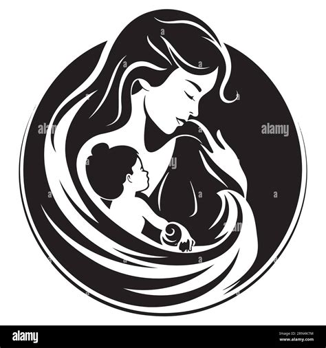 La mère et l enfant symbole vecteur stylisé maman embrasse son enfant