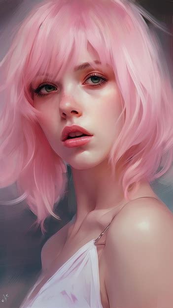 Premium Ai Image Pink Hair Girl