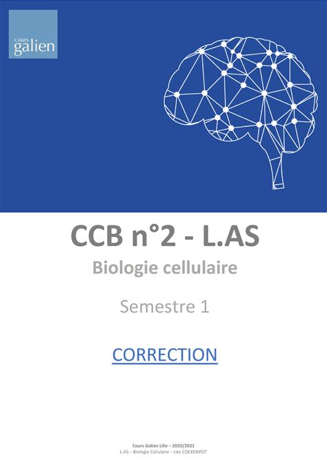 Las Ccb2 Biologie Cellulaire Semestre 1 Correction Cours