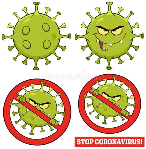 Evil Coronavirus COVID 19 Cartoon Character Of Pathogenic Bacteria In A
