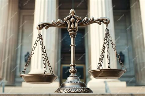 Premium Photo Scales Of Justice In Front Courthouse