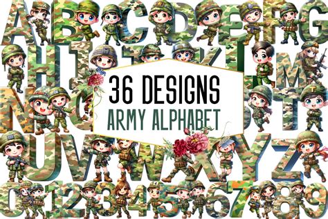 Cute Army Alphabet Png Sublimation Graphic By Ormcreative · Creative