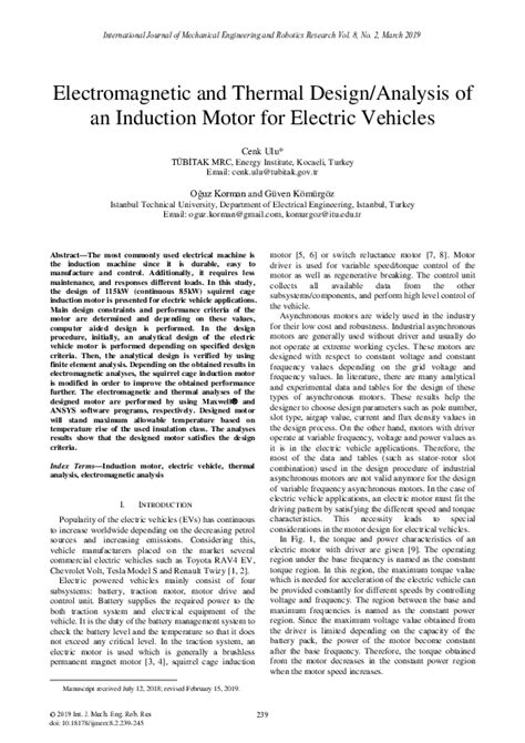 Pdf Electromagnetic And Thermal Analysis Design Of An Induction Motor