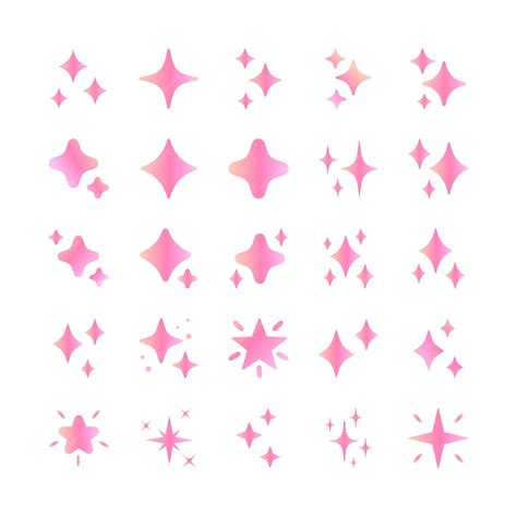 Premium Vector Pink Gradient Shiny Star Vector Set Glow Sparkle Magical
