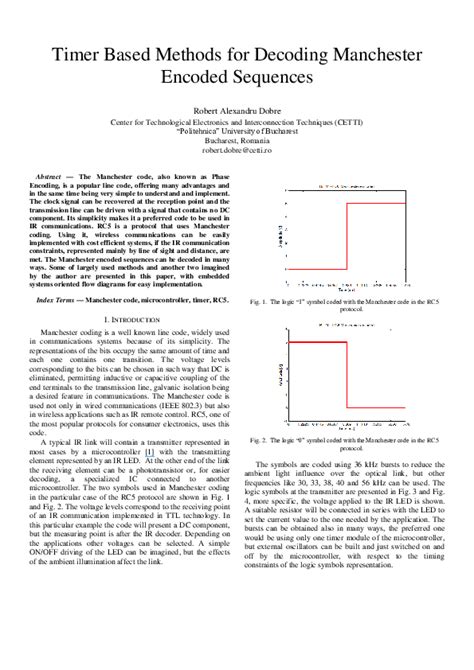 Pdf Timer Based Methods For Decoding Manchester Encoded Sequences