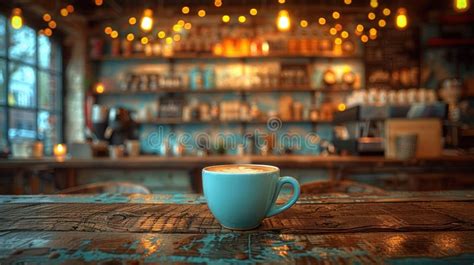 Cozy Coffee Shop Decor With Bokeh Effect For Restaurant Or Cafe Ambience Stock Illustration