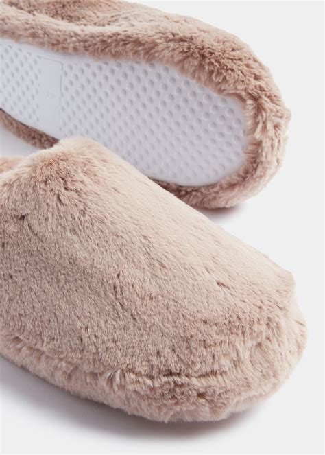 Womens Lacey Faux Fur Clog Slippers 48 Off