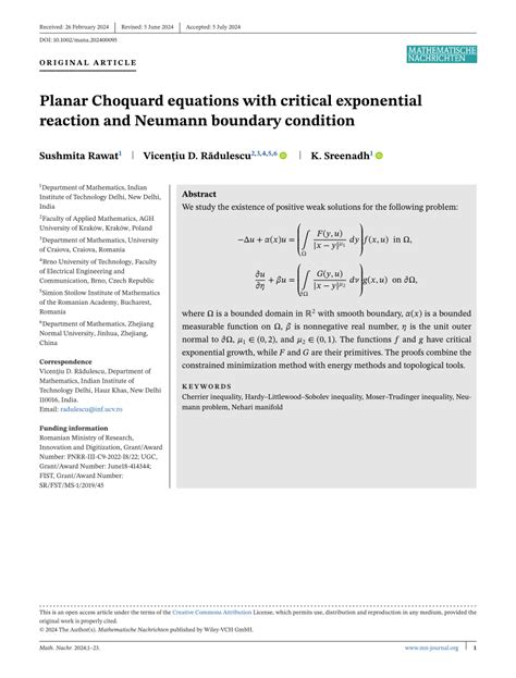 Pdf Planar Choquard Equations With Critical Exponential Reaction And Neumann Boundary Condition