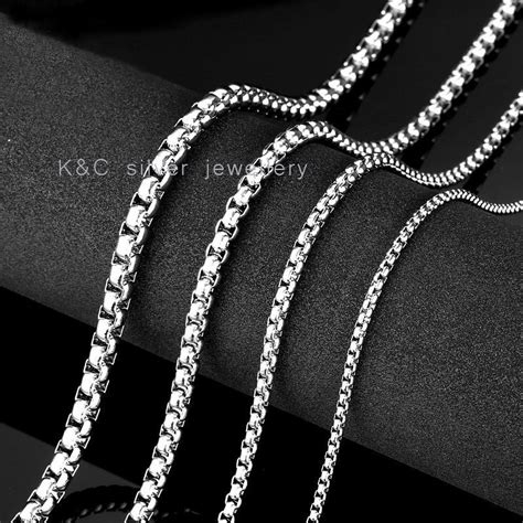 【50cm 80cm】 Men Women Stainless Steel Square Pearl Chain Necklace