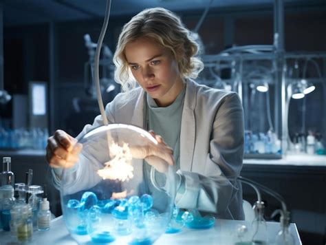 Premium Photo Female Scientist Conducting Experiments In A High Tech Lab