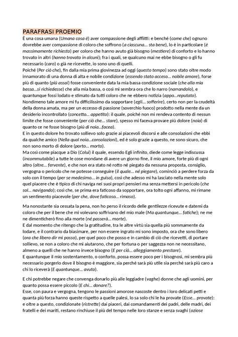 Riassunto Proemio Di Boccaccio Dispense Di Letteratura Docsity