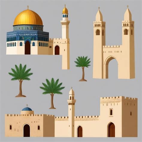 Premium Vector Jerusalem Vector Set White Background Isolated A High