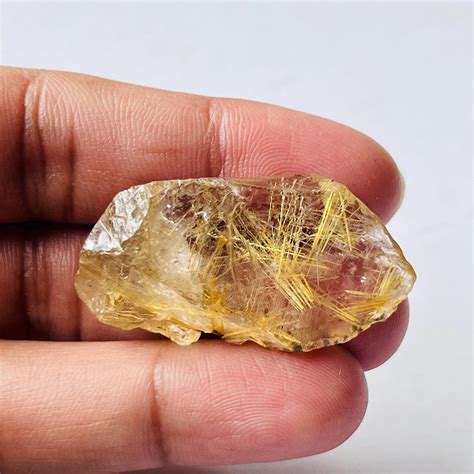 Rutile Rough Natural Golden Rutile Raw Loose Gemstone 41x22x9 Mm 65ct