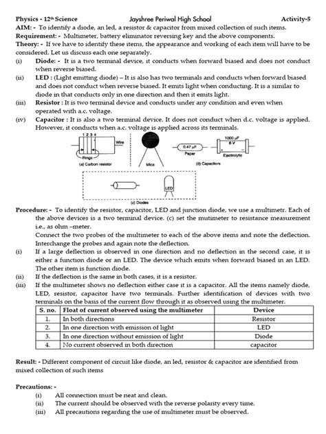 12 Science Physics Activity 5 Pdf Resistor Diode