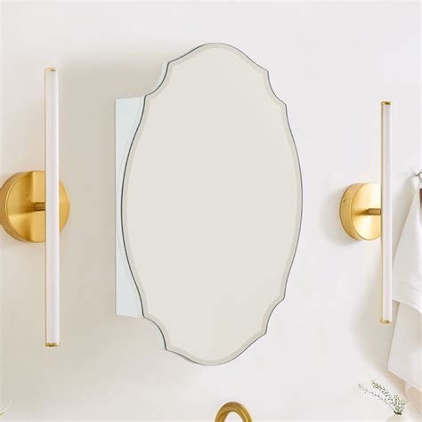Frameless Irregular Medicine Cabinet With Beveled Mirror Bathroom