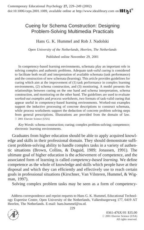 PDF Cueing For Schema Construction Designing Problem Solving