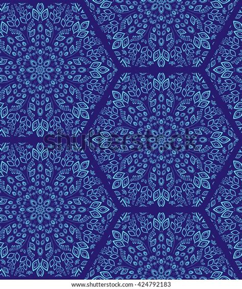 Abstract Blue Tile Pattern Sealmess Stock Vector Royalty Free 424792183 Shutterstock