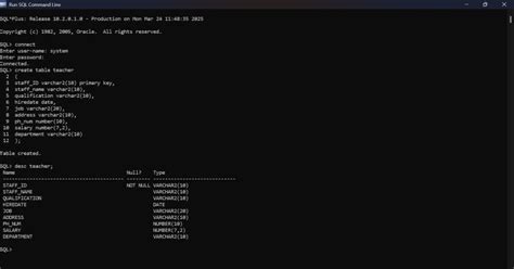 Databasemanagementsystem Sql Runsqlcommandprompt Experiment11