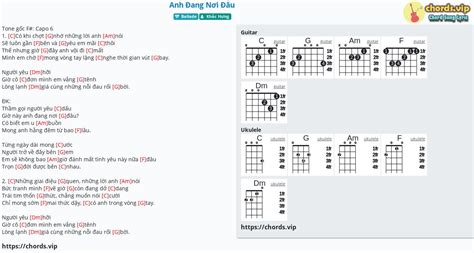Chord Anh Đang Nơi Đâu Tab Song Lyric Sheet Guitar Ukulele