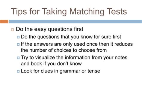 Tips For Matching Tests Pptx